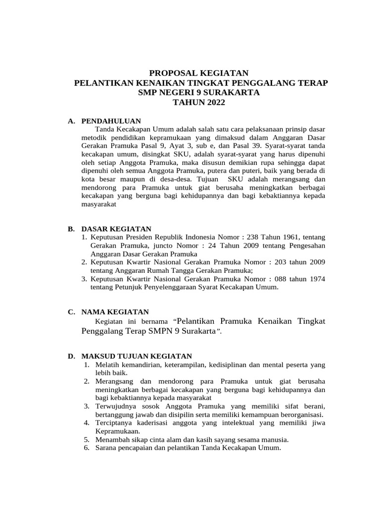 Pelantikan Pramuka Penggalang Terap 2022 | PDF