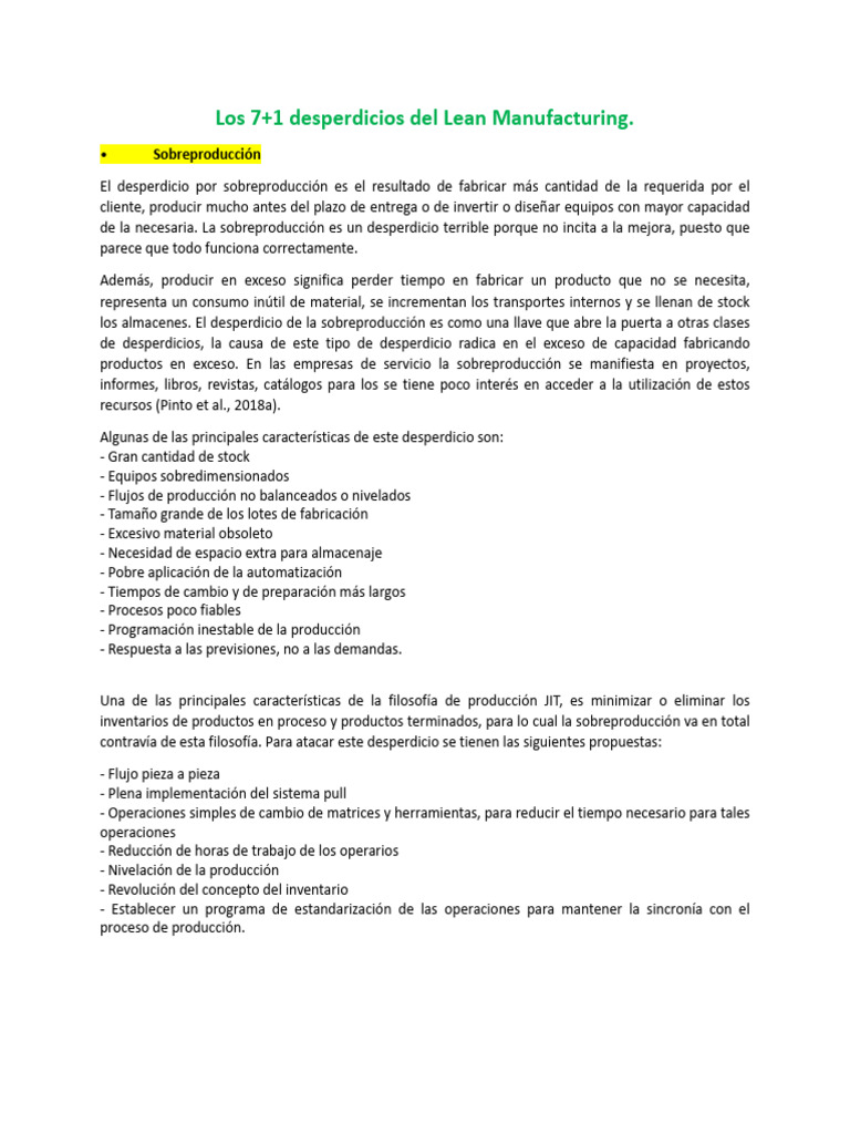 Los 7 Desperdicios | PDF | Lean Manufacturing | Calidad (comercial)