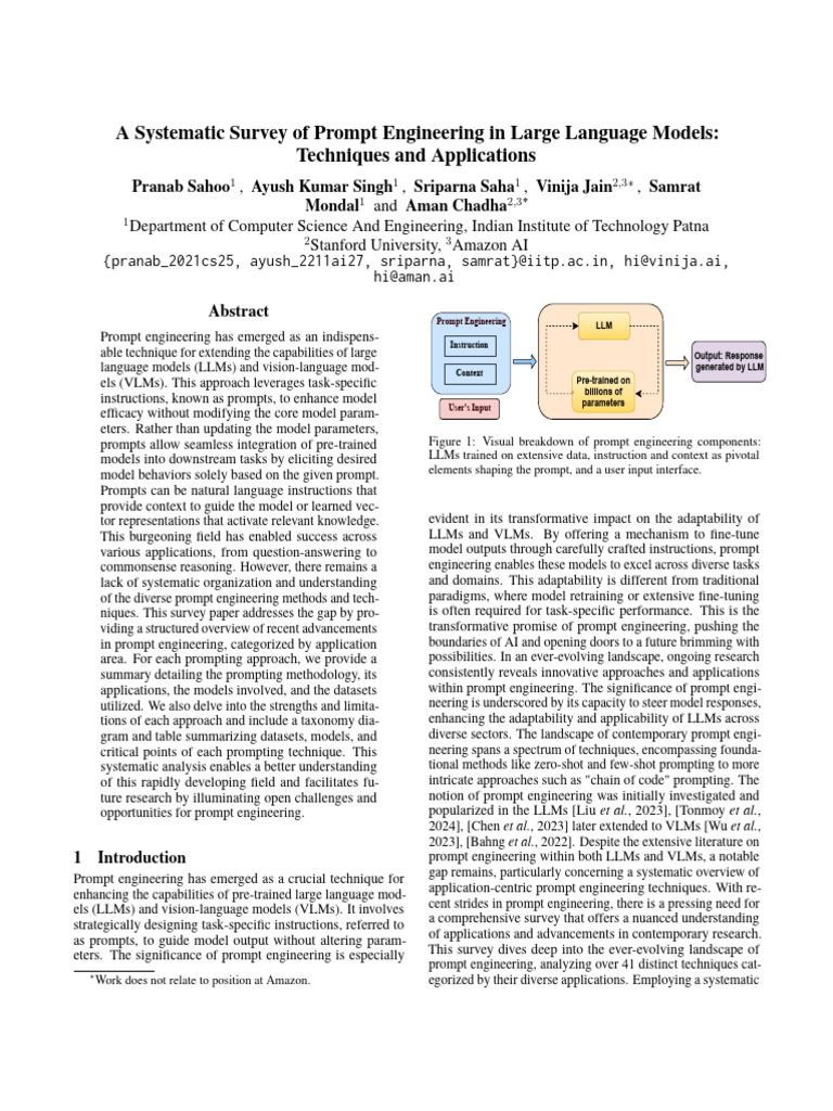 A Systematic Survey of Prompt Engineering in Large Language Models - Techniques and Applications ...