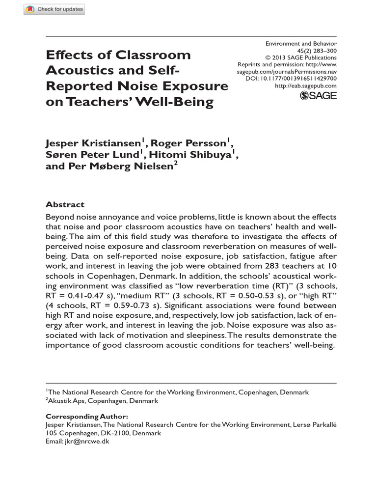 Effects-of-Classroom-Acoustics-and-SelfReported-Noise-Exposure-on-Teachers-WellBeing_2013_ | PDF ...