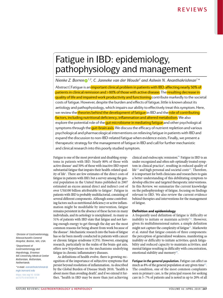 Fatigue in IBD | PDF | Inflammatory Bowel Disease | Interleukin 6