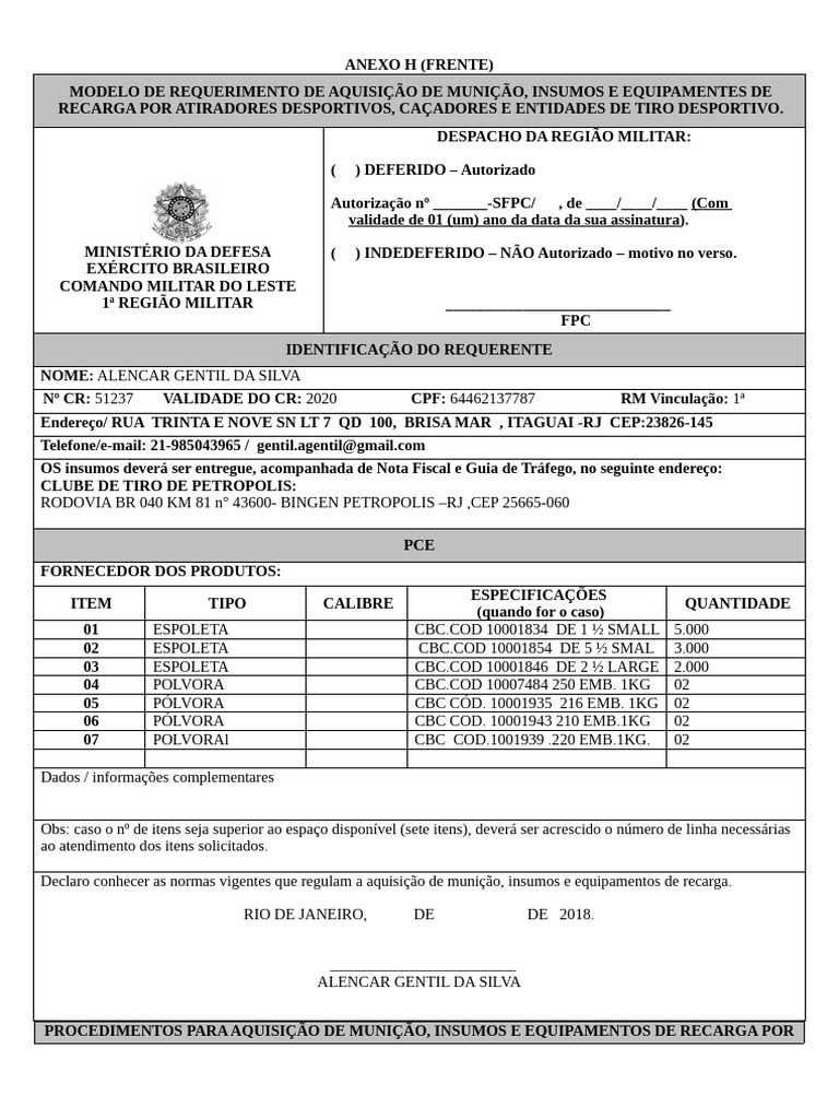 ANEXO H | PDF | Balística | Armas de projétil