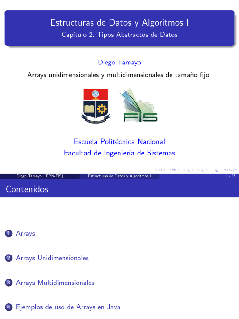 6.clase de Estructuras de Datos y Algoritmos I - Capítulo 2 - Tipos Abstractos de Datos - Arrays ...