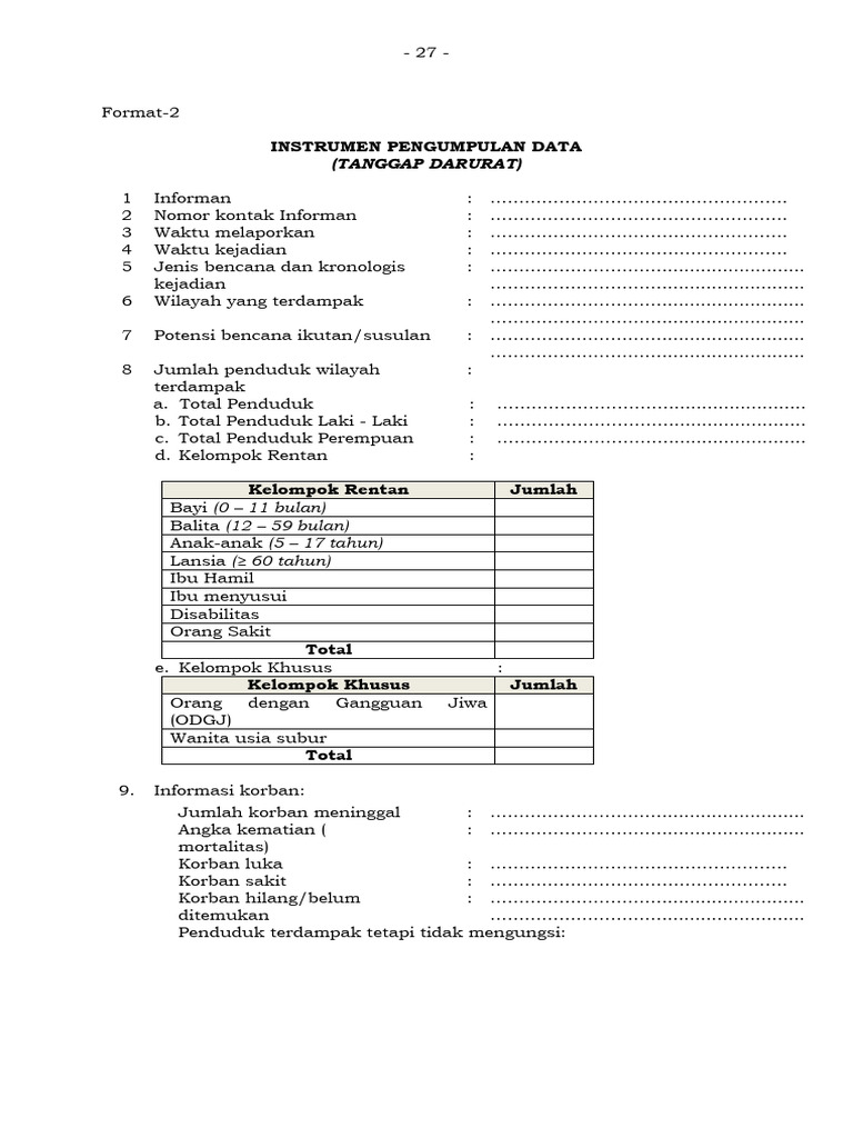 Form 2 - Kaji Cepat Untuk Penetapan Tanggap Darurat | PDF