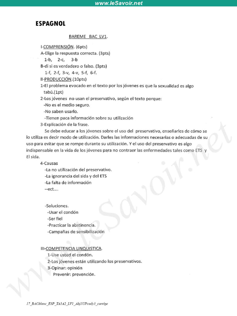 17 BACblanc ESP TA1A2 LV1 Abj1UPcody3 Corrige | PDF