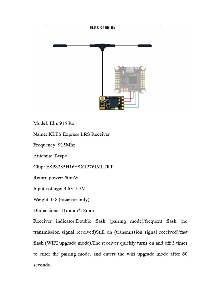 KLES Express LRS Receiver 915MHz Specs | PDF