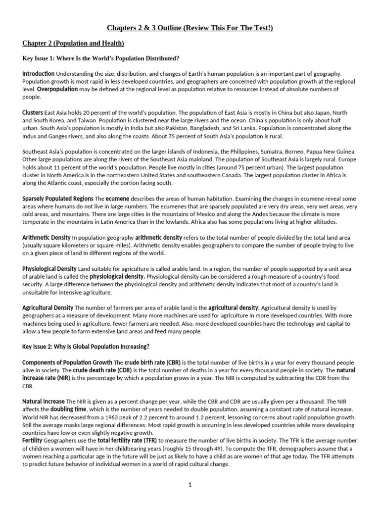APHG Chapter 2-3 Test Review | PDF | Human Migration | Immigration