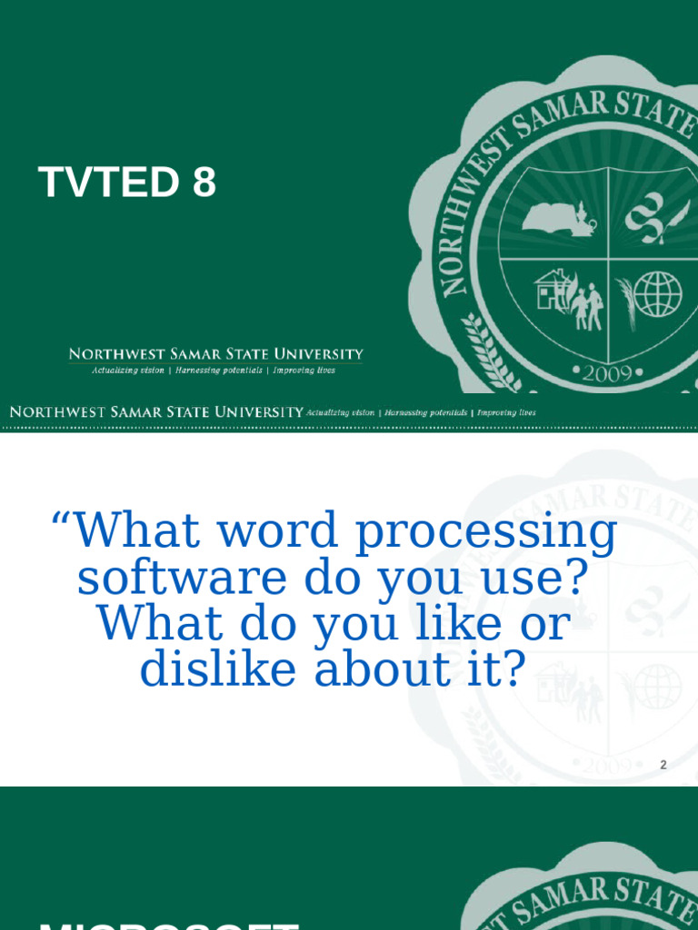TCC in Ict Lesson 2 | PDF | Microsoft Word | Application Software