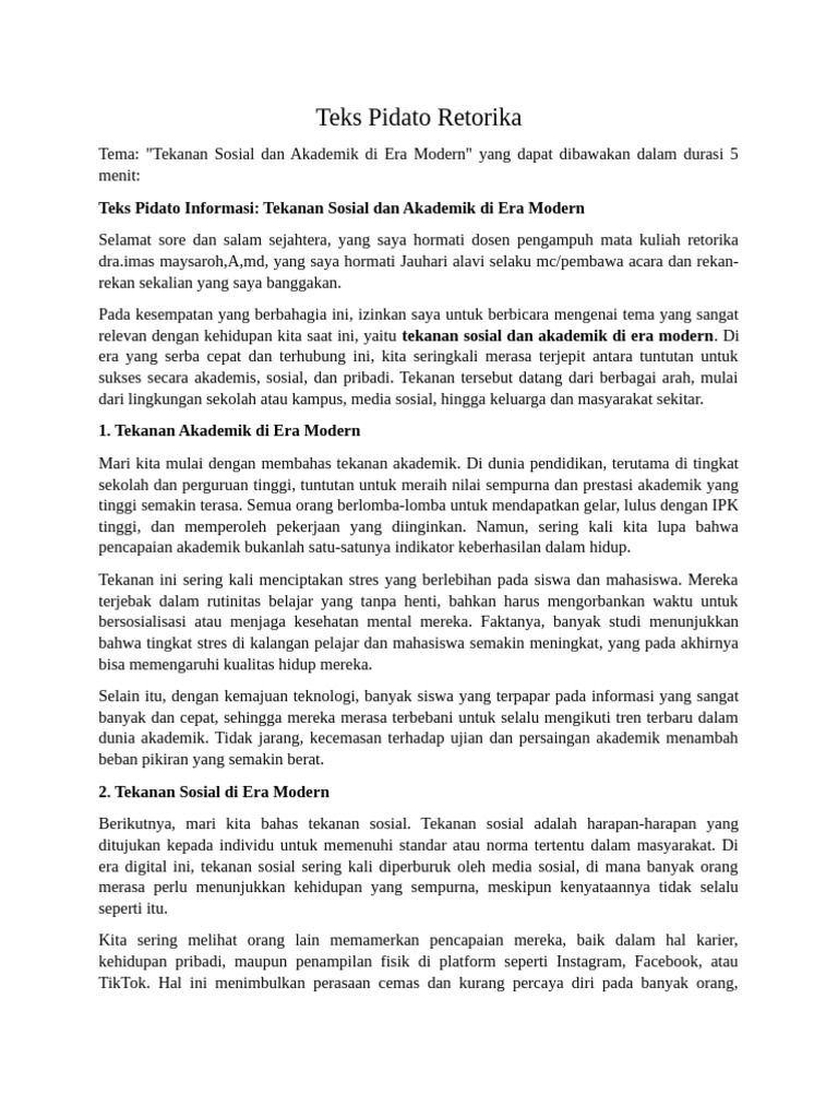 Teks Pidato Retorika | PDF
