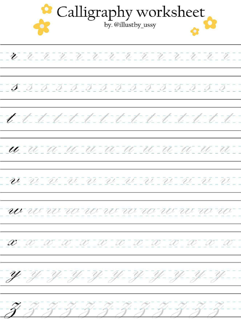 Calligraphy Alphabet Worksheet 3 | PDF