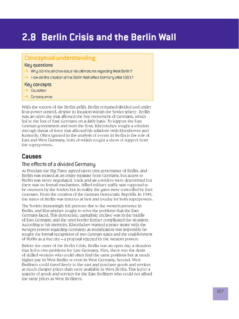 Berlin Crisis and Berlin Wall | PDF