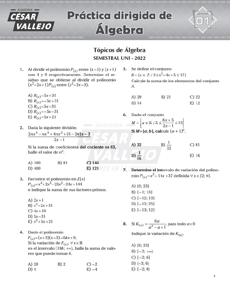 ALGEBRA 1 | PDF