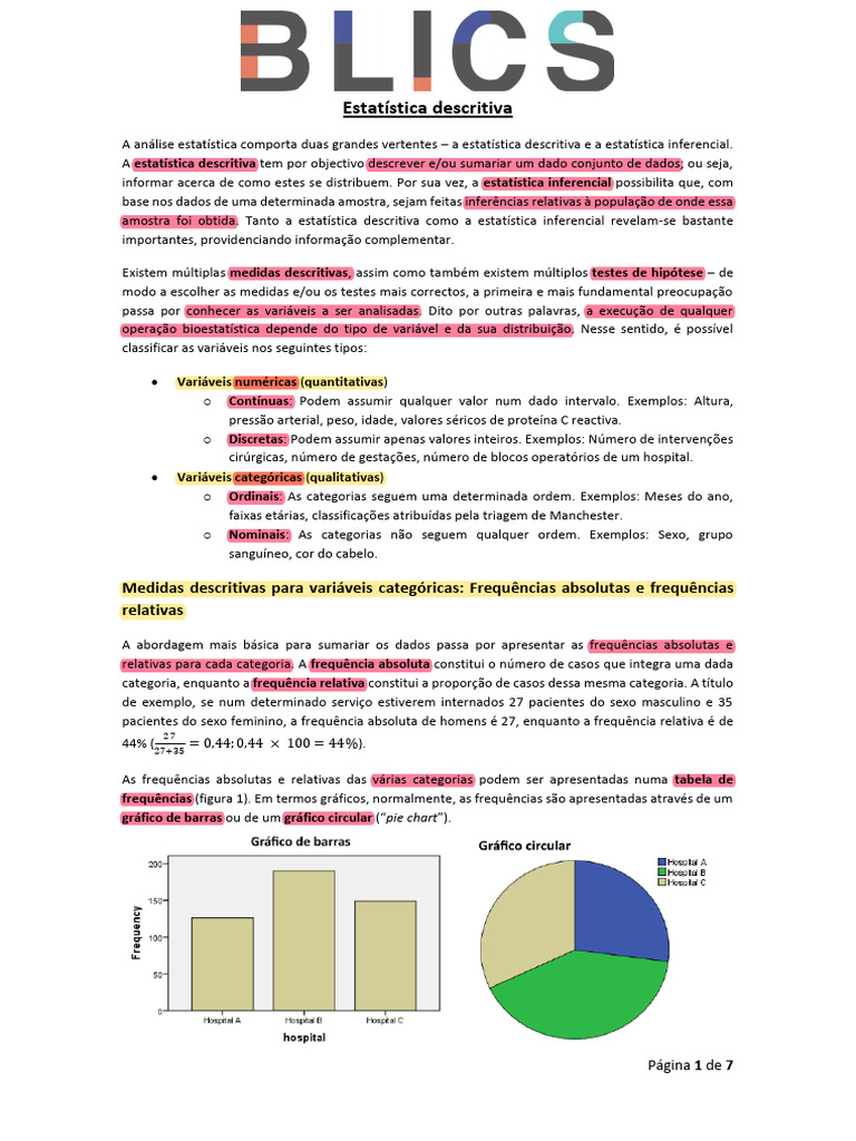 Estatística Descritiva | PDF | Histograma | Mediana (Estatística)