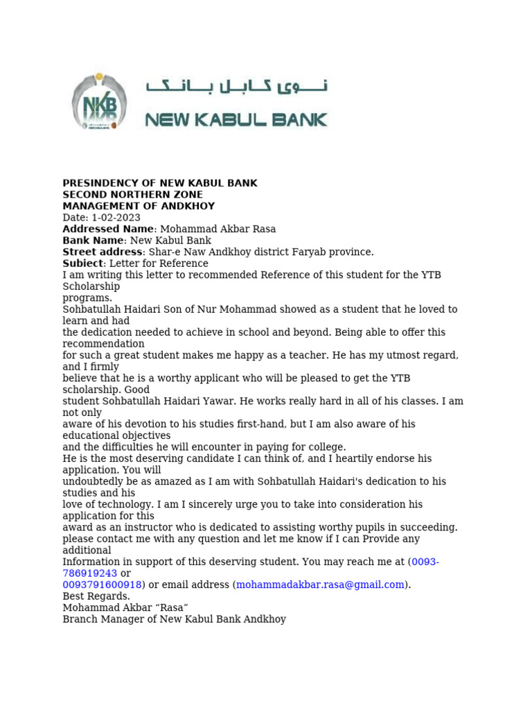 Presindency of New Kabul Bank | PDF