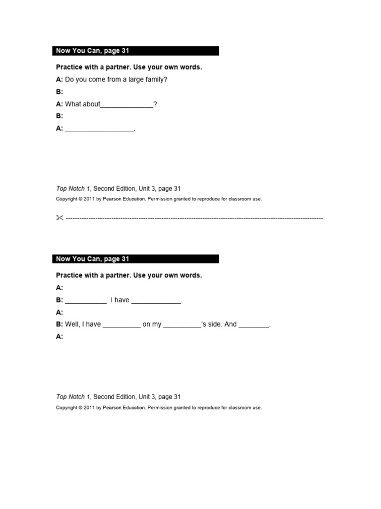 UNIT 03 P31 Conv Pair Work | PDF