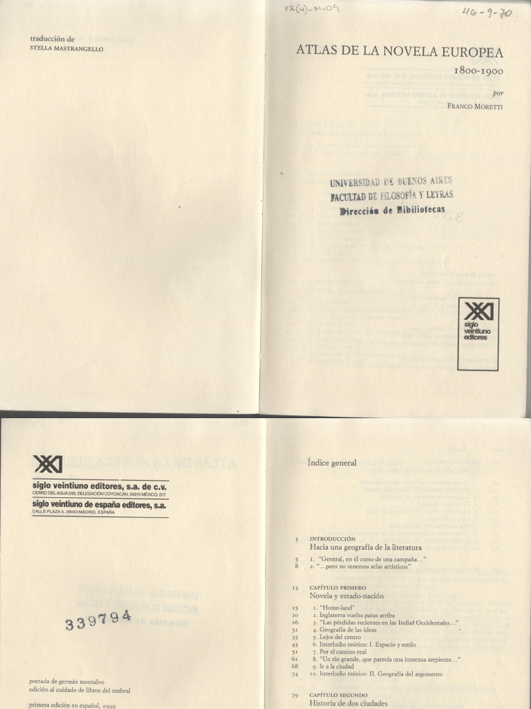 MORETTI. Atlas de La Novela Europea | PDF