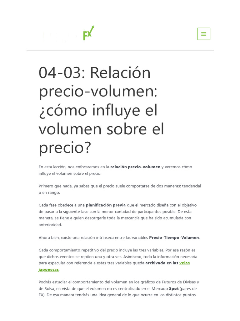 Relación Precio Volumen - ¿Cómo Influye El Volumen en El Precio | PDF ...