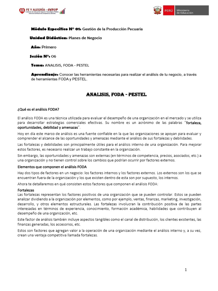 Análisis FODA y PESTEL en Negocios | PDF | Análisis FODA ...