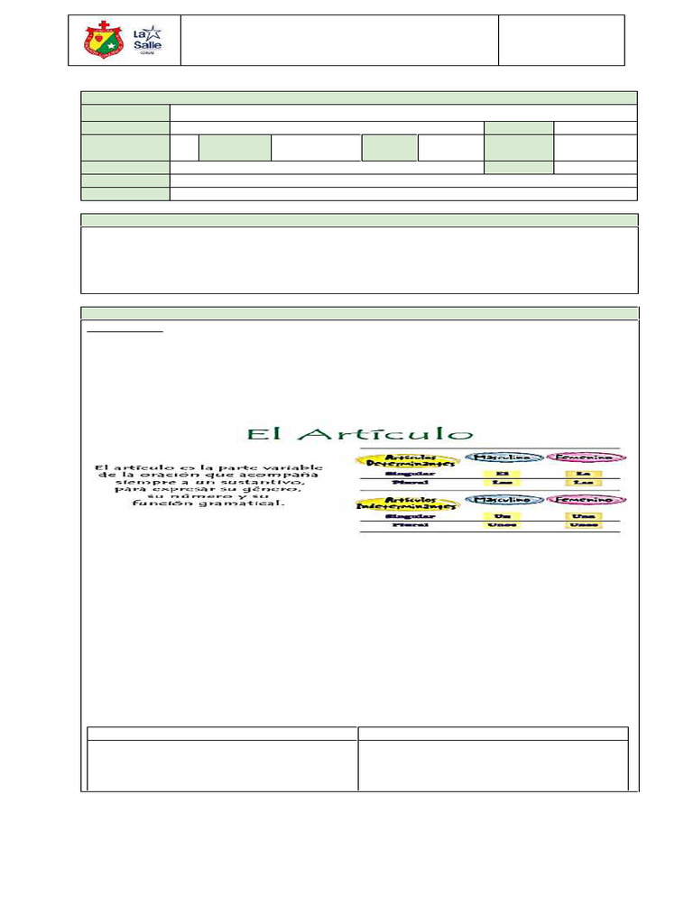G7 La Oración-Artículo Sustantivo Verbo y Adjetivo. | PDF | Adjetivo ...