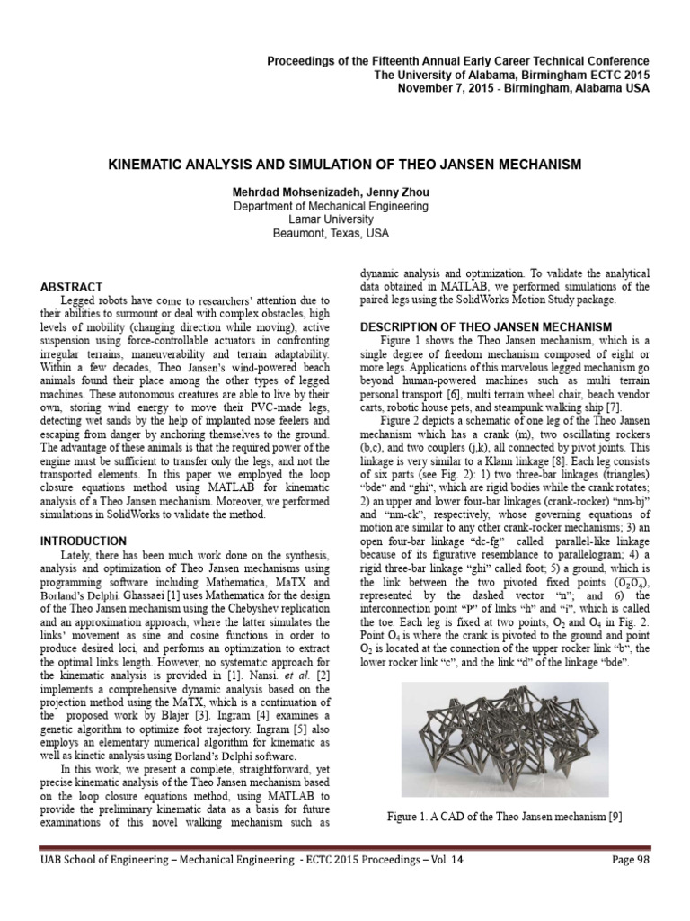 Kinematic Analysis and Simulation of The | PDF | Kinematics | Acceleration