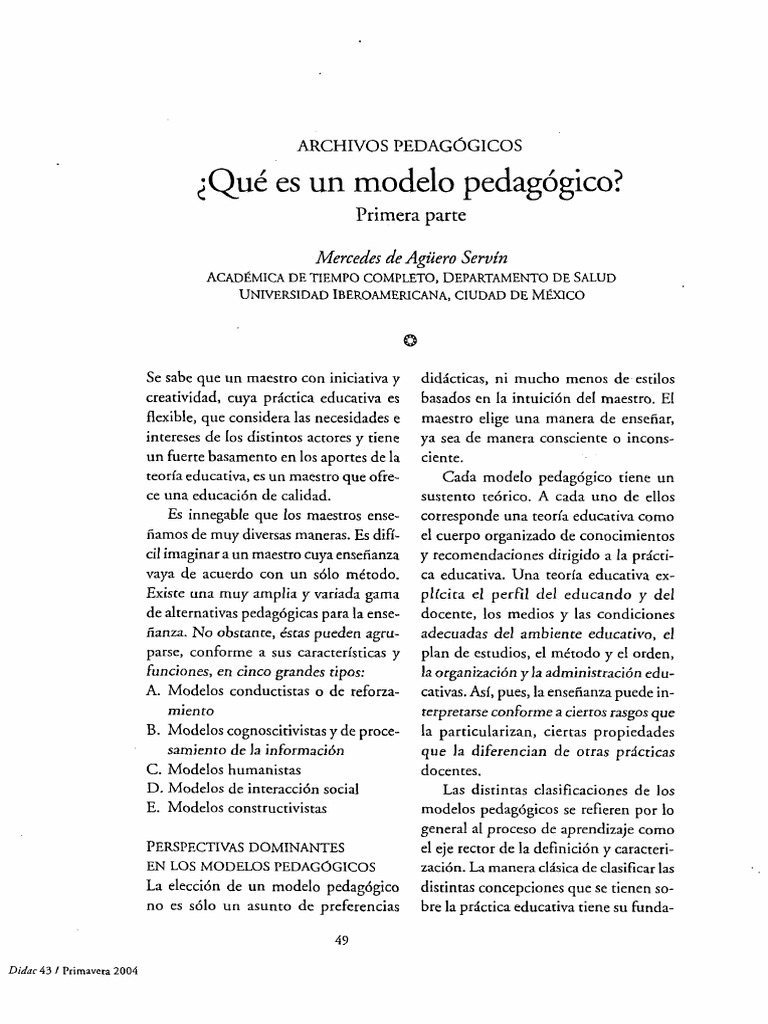 Que Es Un Modelo Pedagogico Mercedes de | PDF