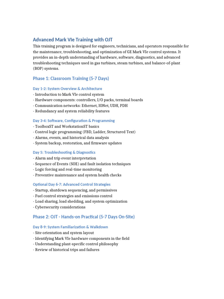 Advanced Mark VIe Training With OJT | PDF | Troubleshooting ...