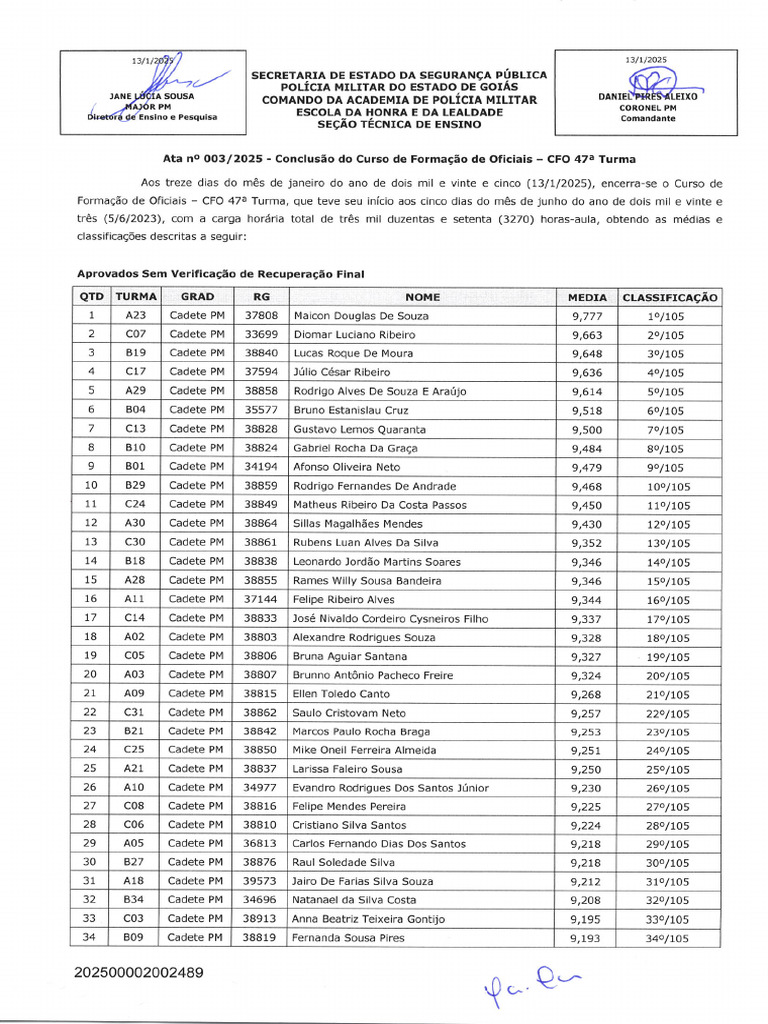 Ata 003 - CFO 47 Turma - Asp | PDF