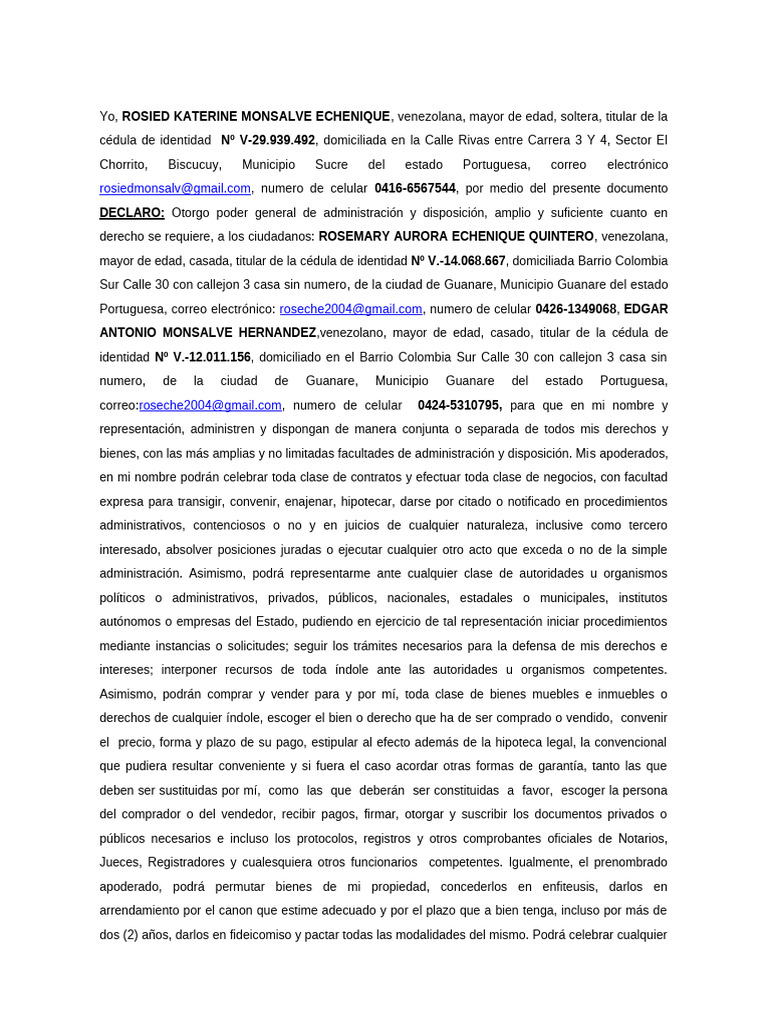 Poder de Administracion Mary Cruz | PDF | Bancos | Moneda