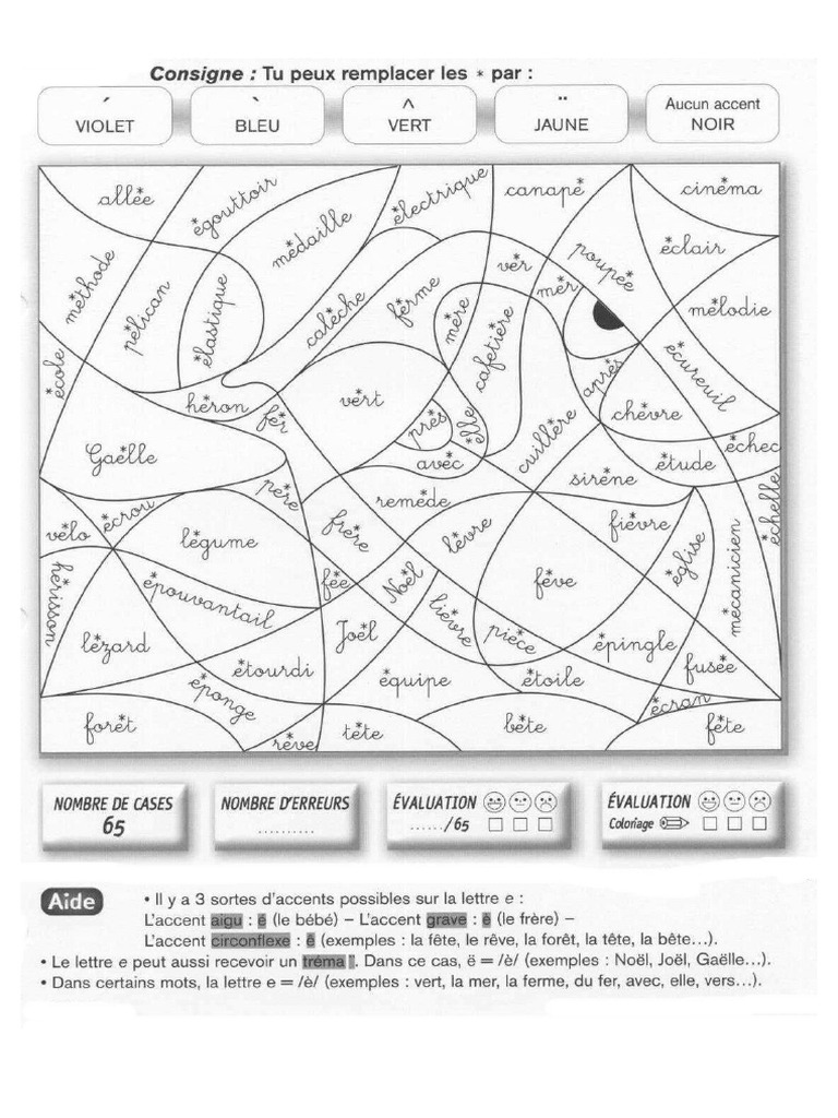 coloriage magique accents | PDF