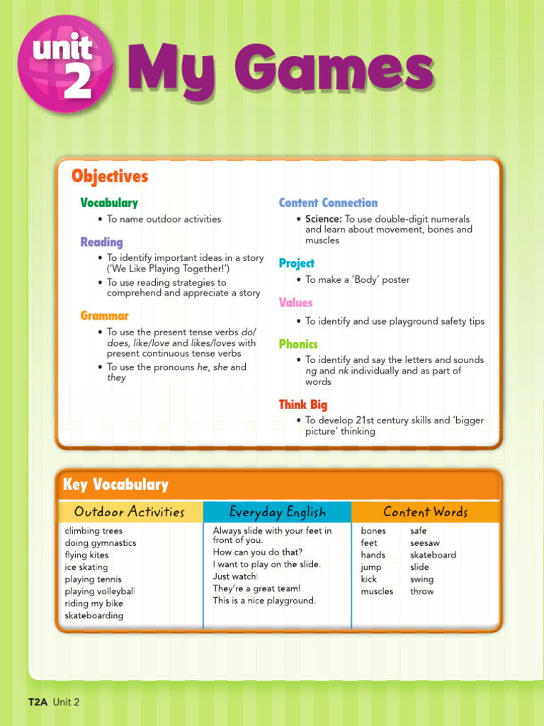 BIG ENGLISH 2 - Unit-2 | PDF | Subject (Grammar) | Verb