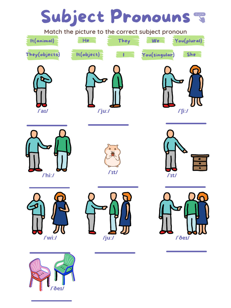 Subject Pronouns Worksheet | PDF