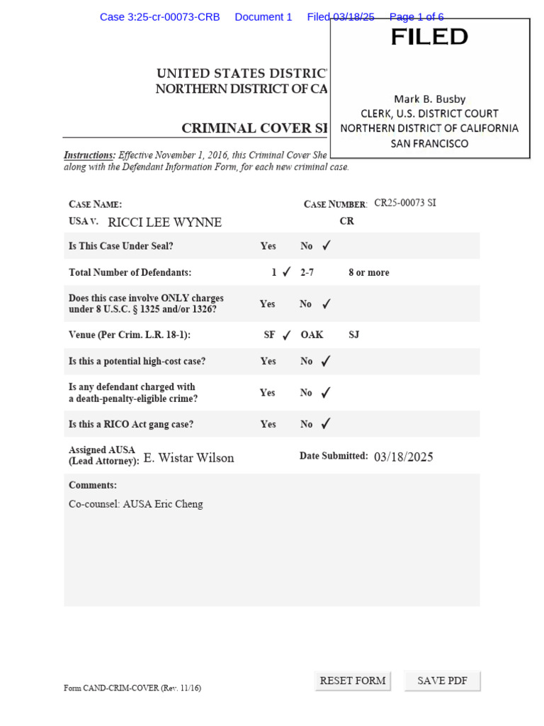 Ricci Wynne Federal Complaint | PDF | Complaint | United States ...