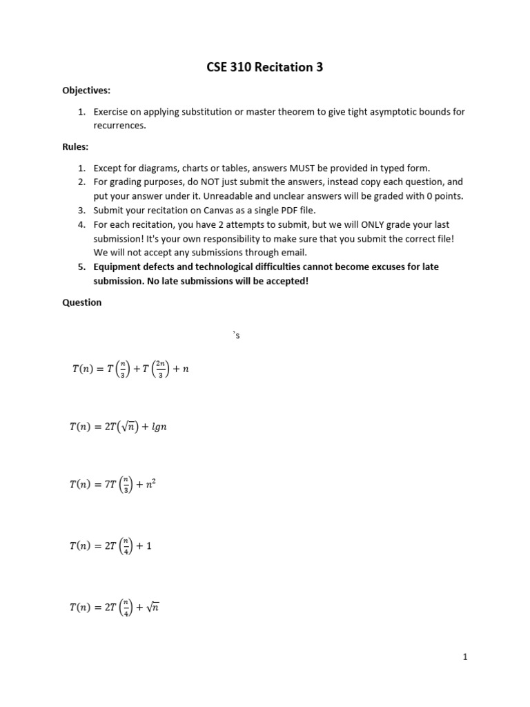 CSE 310recitation3 | PDF