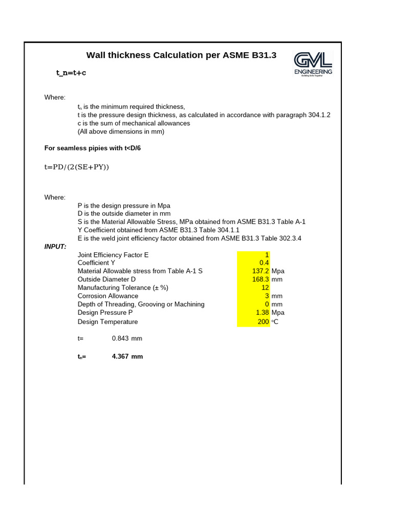ASME B31.3 Wall Thickness Guide | PDF