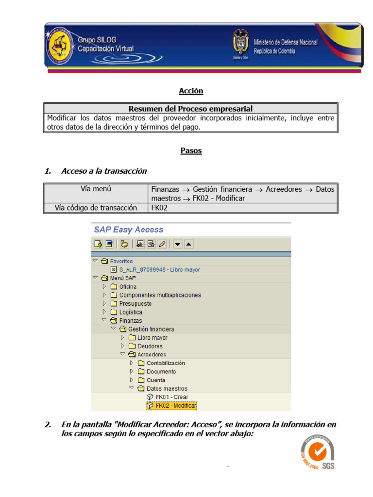 Modificación de Proveedores en SAP FK02 | PDF | Contabilidad | Informática