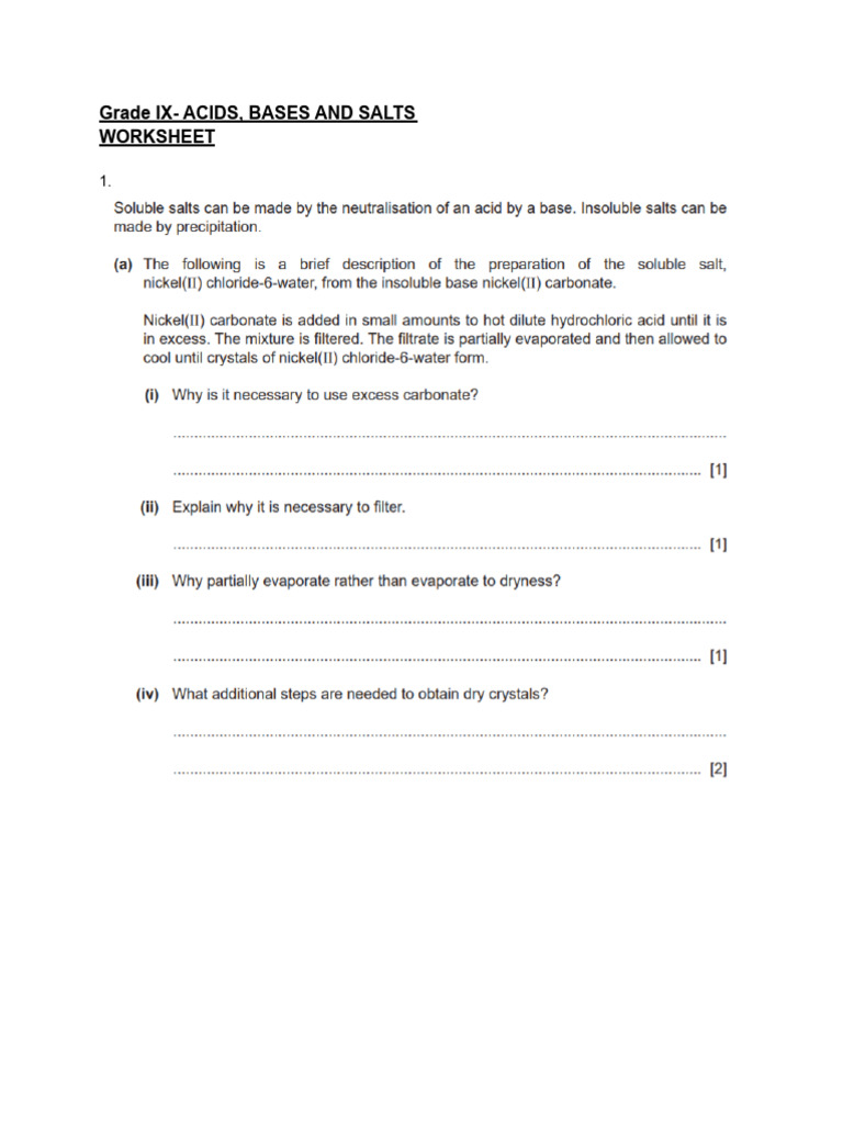 Salts Worksheet April | PDF