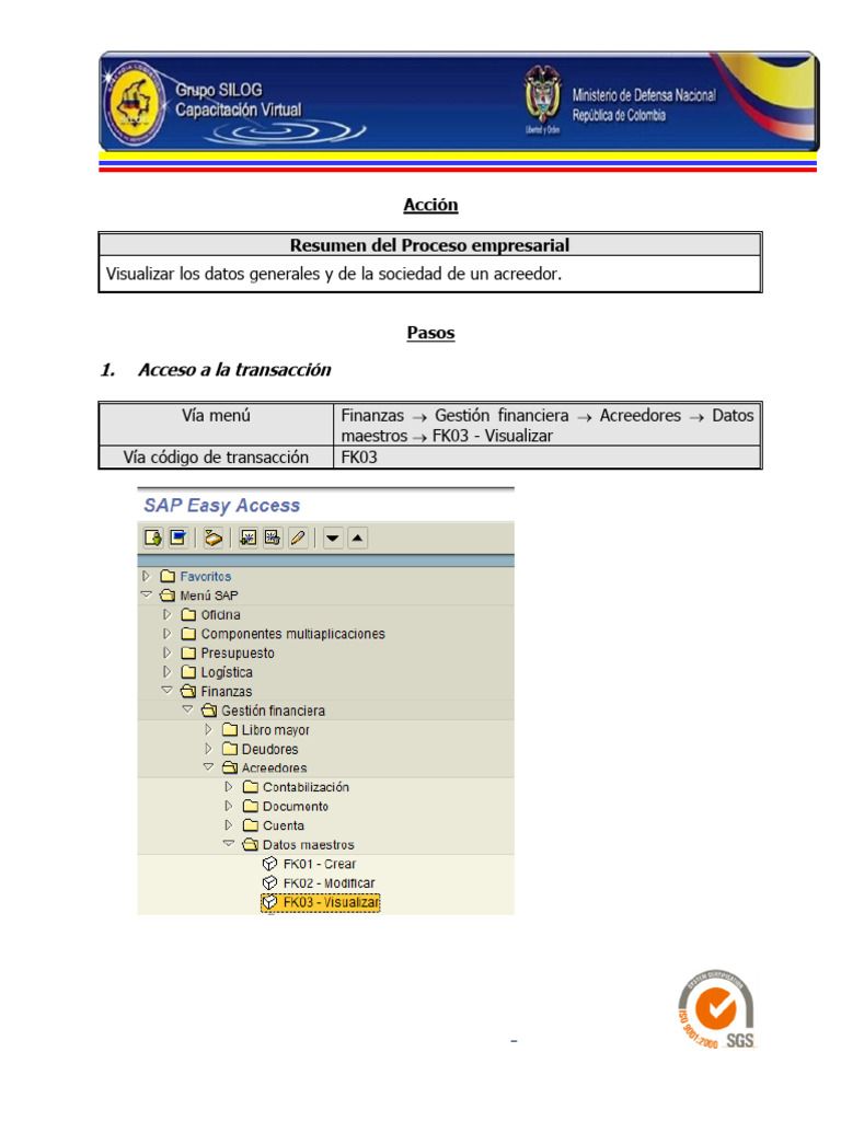 Visualización de Acreedores en SAP FK03 | PDF | Contabilidad | Informática