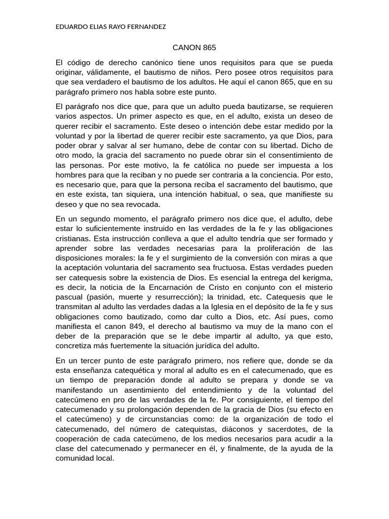 CANON 865 | PDF | Bautismo | Sacramentos