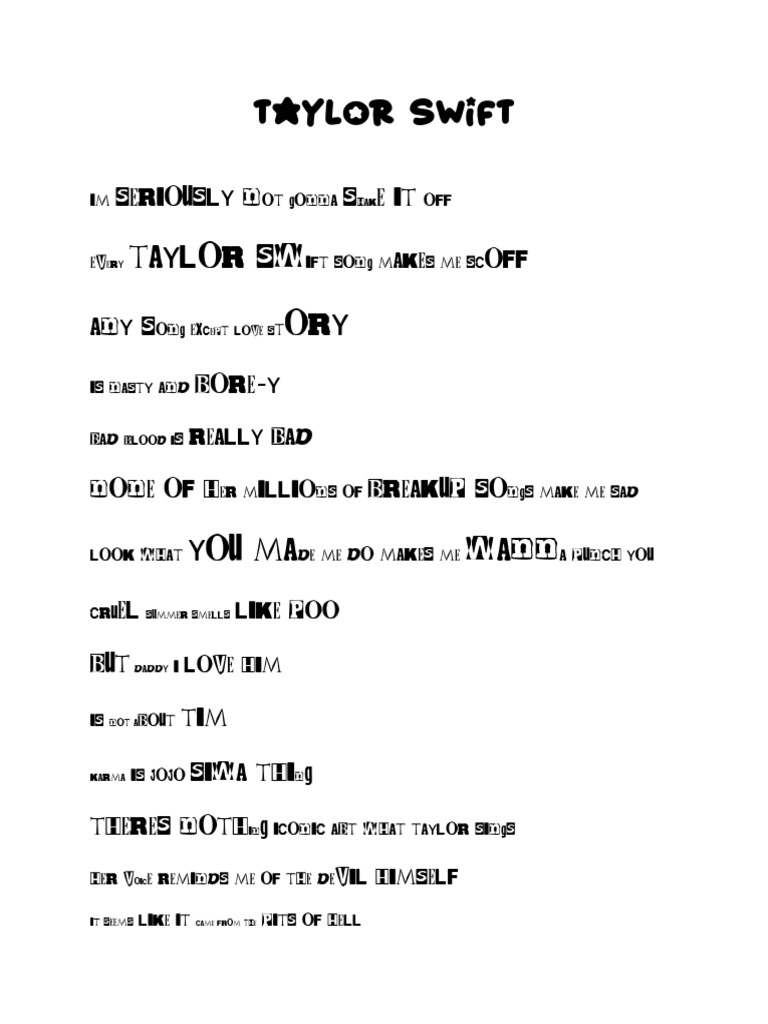 Taylor Swift Psycho Poem | PDF