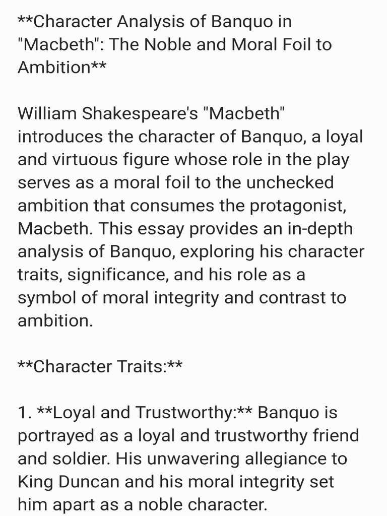Character analysis of banquo_230911_031414 | PDF