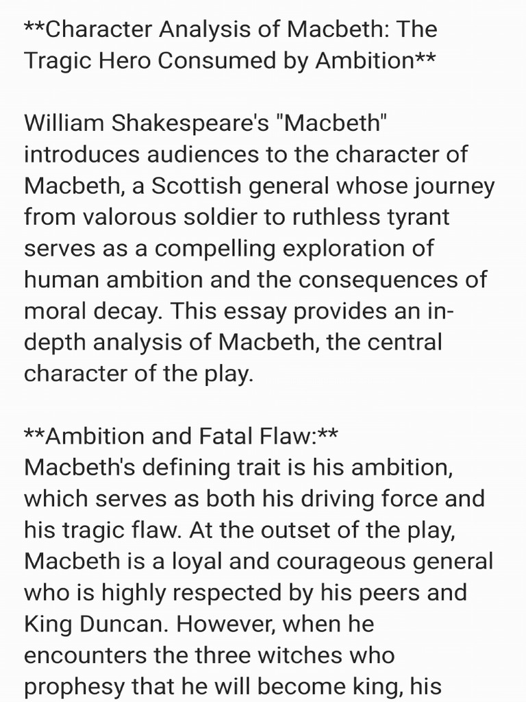 Character Analysis of Macbeth - 230911 - 030814 | PDF