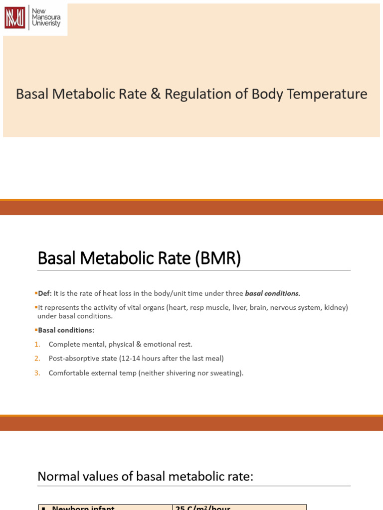 Basal Metabolic Rate Body Temperature | PDF | Fever | Hypothalamus