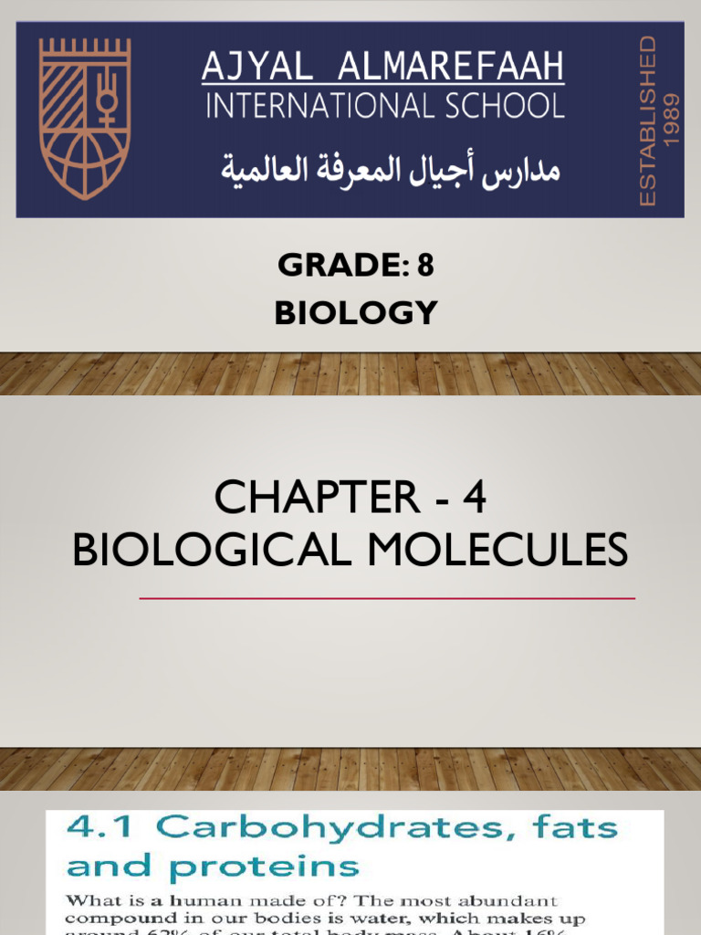 Chapter 4 - Biological Molecules. Lecture | PDF