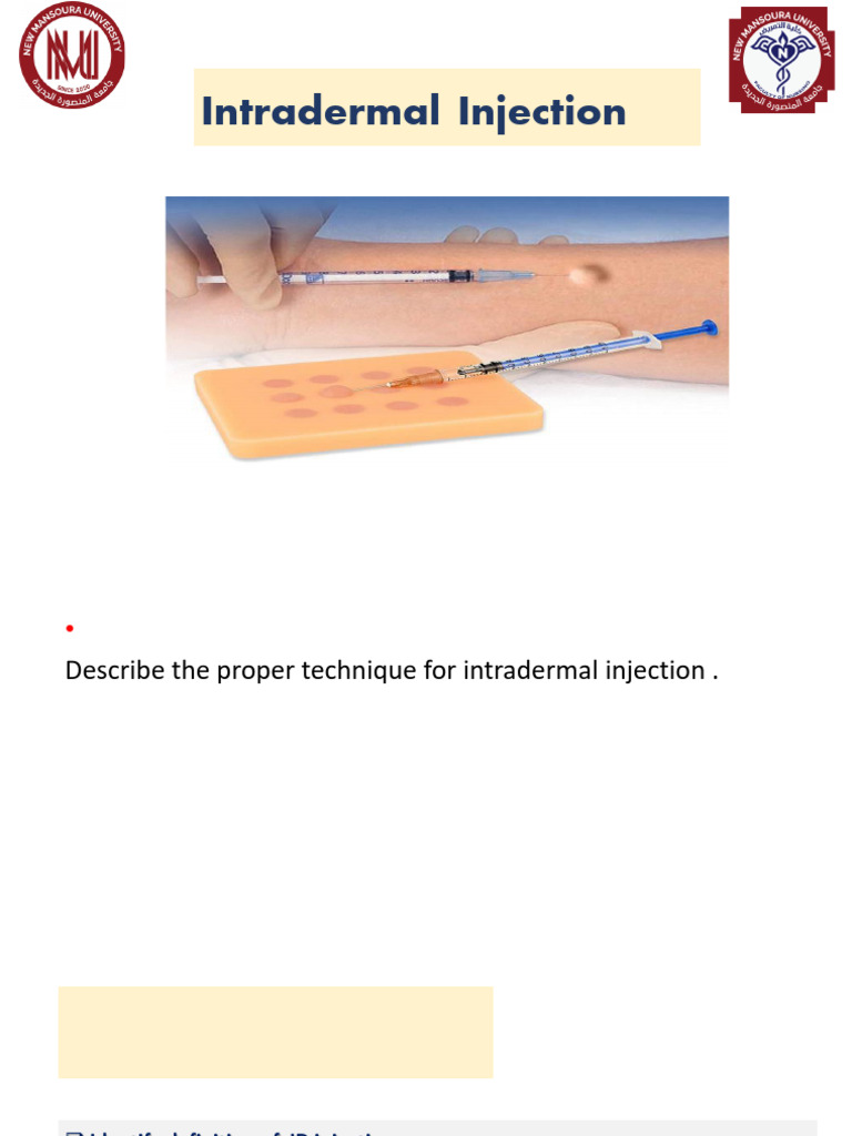 Intradermal Injection Techniques and Risks | PDF | Injection (Medicine ...