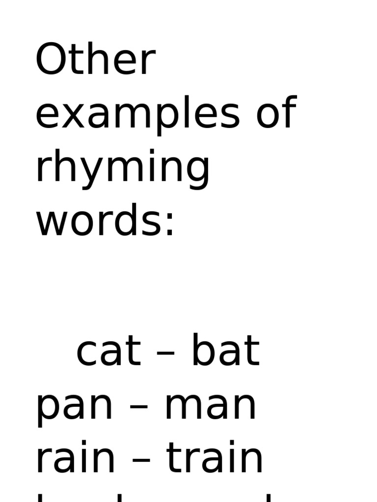 Other Examples of Rhyming Words | PDF