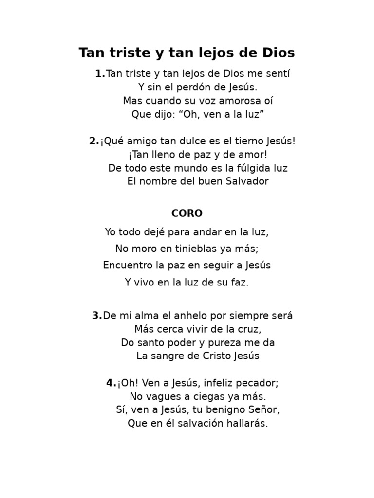 Tan triste y tan lejos de Dios: Himno | PDF
