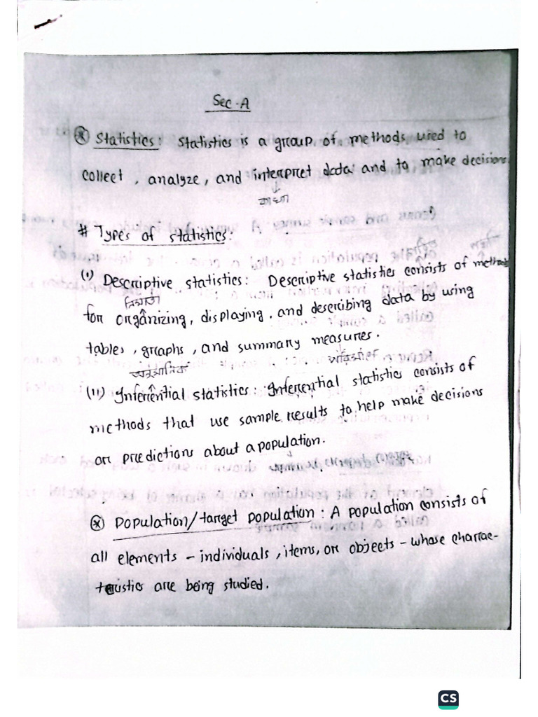 Basic Statistics Hand Note | PDF