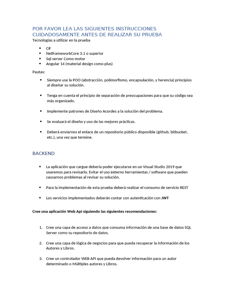Prueba Tecnica Full Stack Angular .Net - Ingeneo | PDF | Servidor SQL de Microsoft | SQL