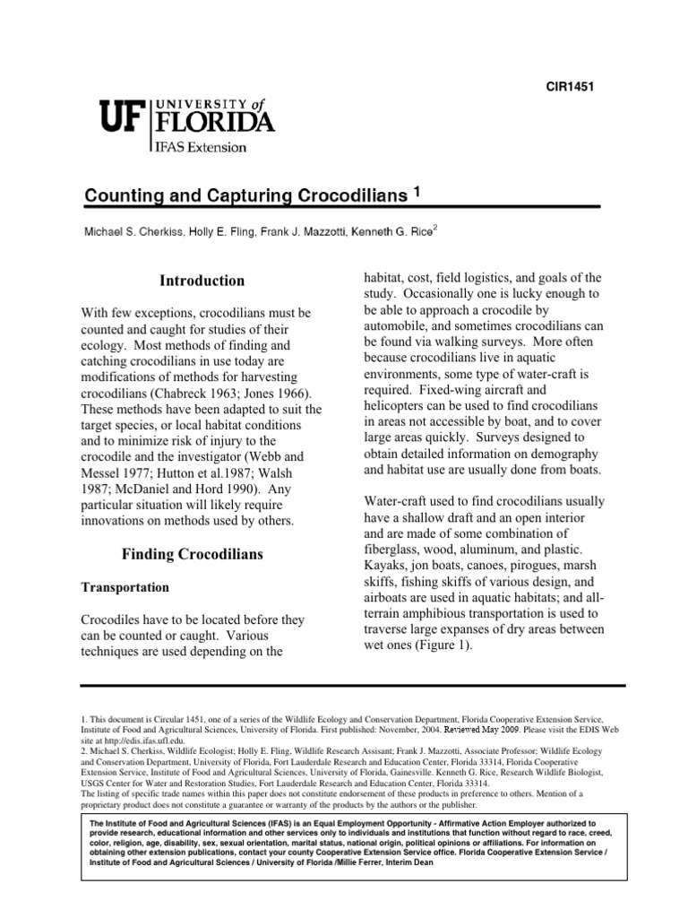 Counting and Capturing Crocodilians - Article | PDF | Crocodile | Trapping