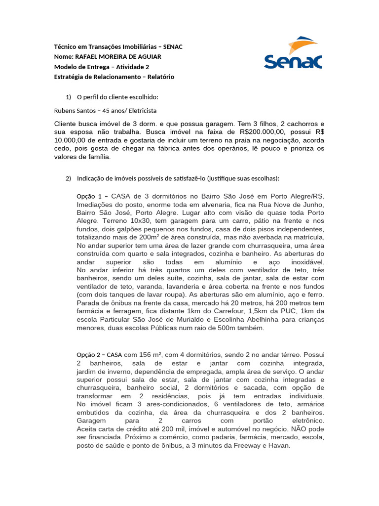 UC 02 Modelo - Relatório - Atividade2 | PDF